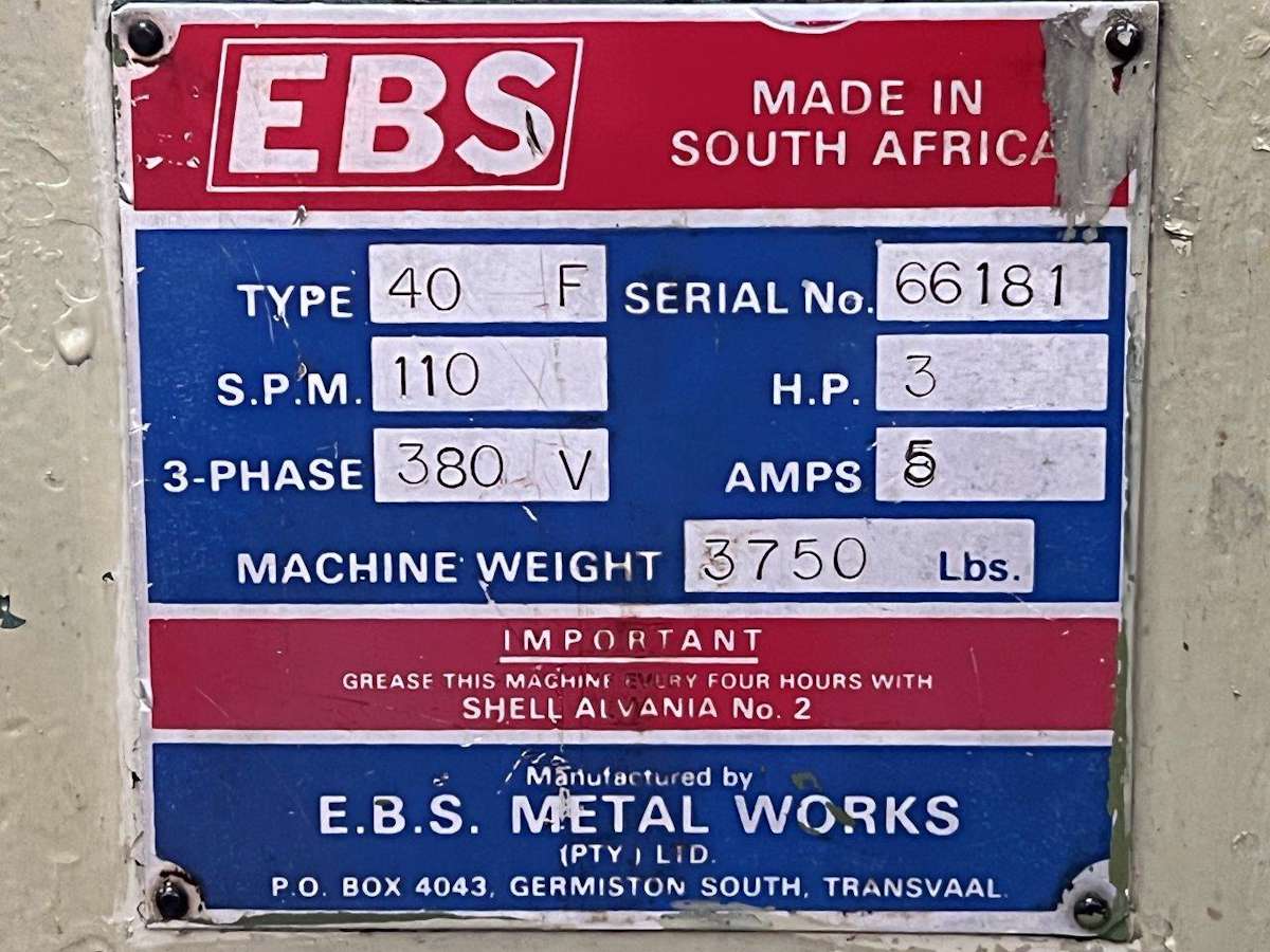 Used Machine - EBS 40 F Eccentric C-Frame Press (12458) - TH Machine Tools