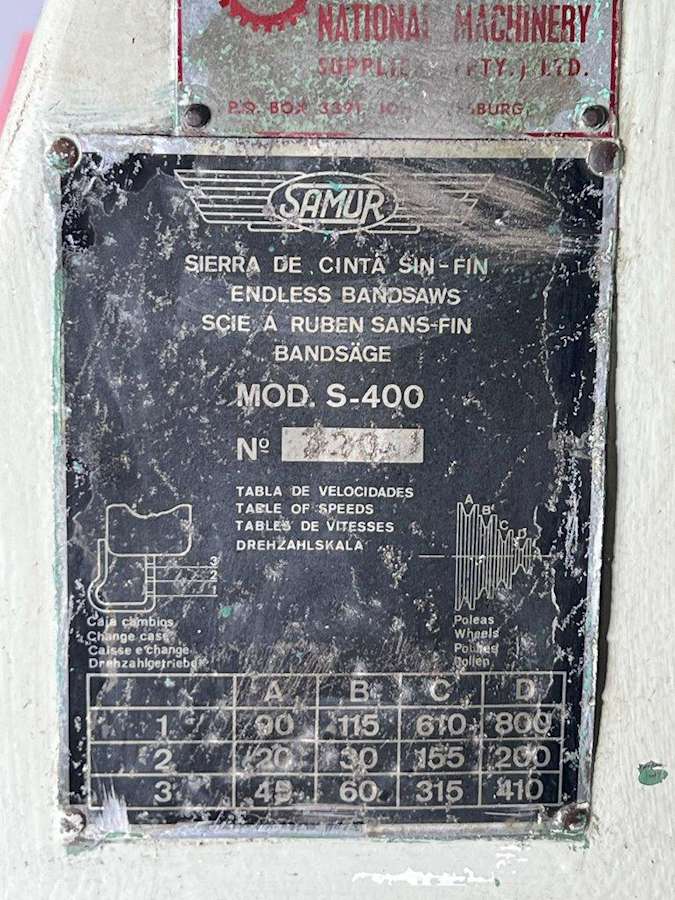 Used Machine - Samur S400 Vertical Band Saw (11203) - TH Machine Tools